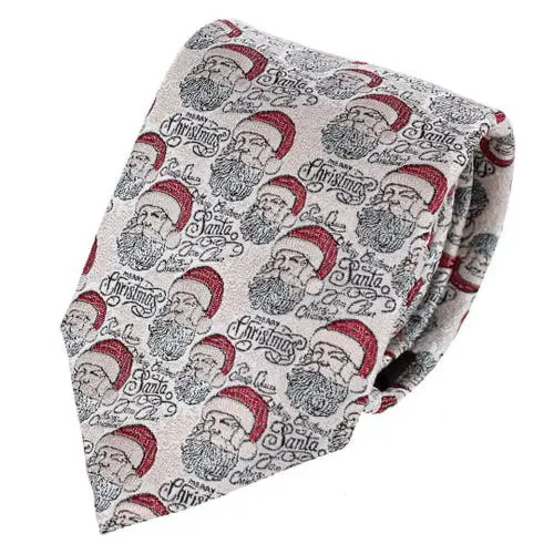 Trafalgar Santa Claus Silk Novelty Necktie - Cream