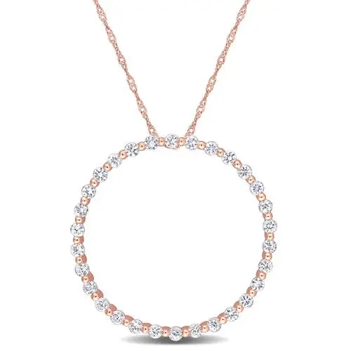 JULIANNA B. 10k Gold White Sapphire Circle Of Life Pendant Necklace - 10k Rose Gold