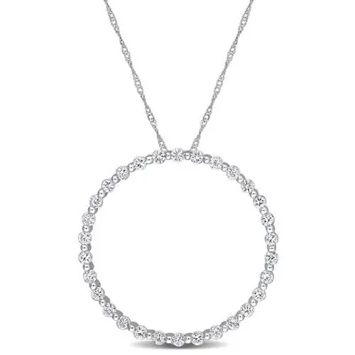 JULIANNA B. 10k Gold White Sapphire Circle Of Life Pendant Necklace - 10k White Gold