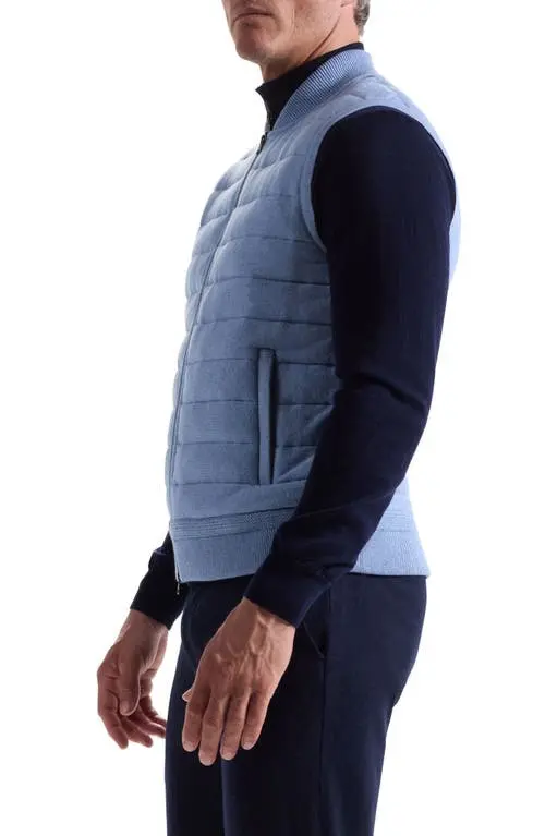 Bugatchi Quilted Cotton Zip Sweater Vest - Air Blue