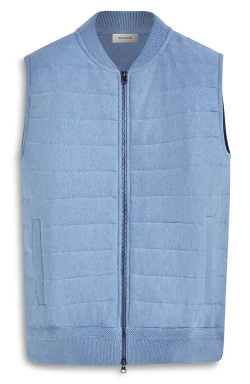 Bugatchi Quilted Cotton Zip Sweater Vest - Air Blue