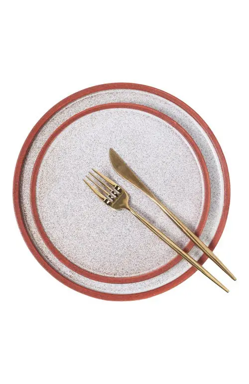 STONE + LAIN Vince Stoneware 4-piece Dinner Plate Set - Red