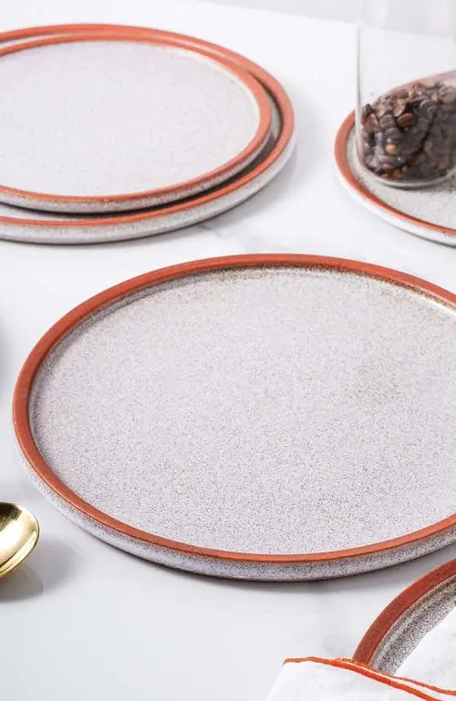 STONE + LAIN Vince Stoneware 4-piece Dinner Plate Set - Red