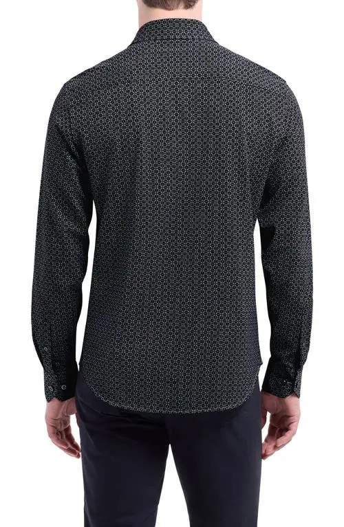 Bugatchi James Ooohcotton® Geo Print Button-up Shirt - Black
