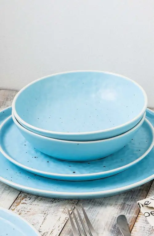 STONE + LAIN Elena Stoneware 4-piece Salad Plate Set - Blue