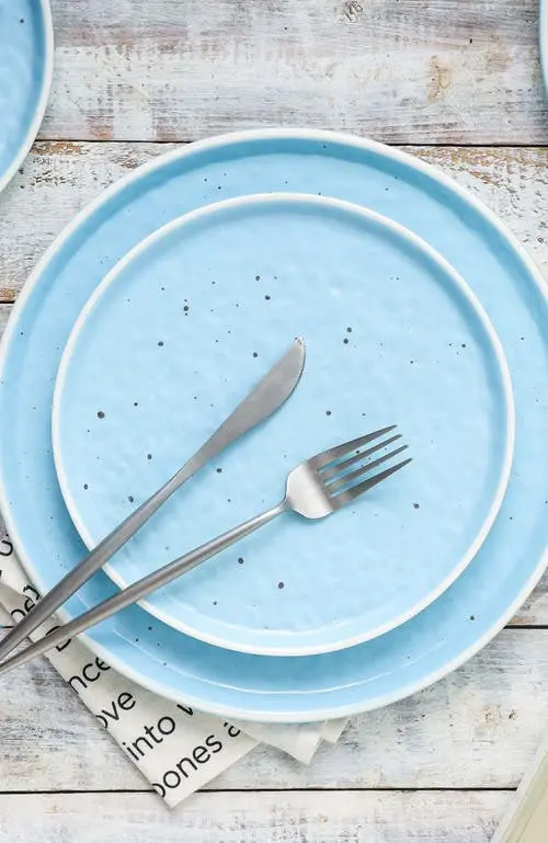 STONE + LAIN Elena Stoneware 4-piece Salad Plate Set - Blue