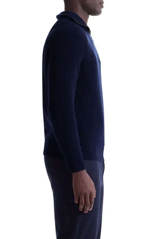 Bugatchi Merino Wool & Cotton Quarter-zip Pullover