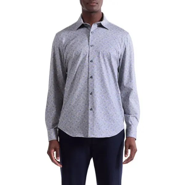 Bugatchi Jimmy Ooohcotton® Geo Print Button-up Shirt - Sand