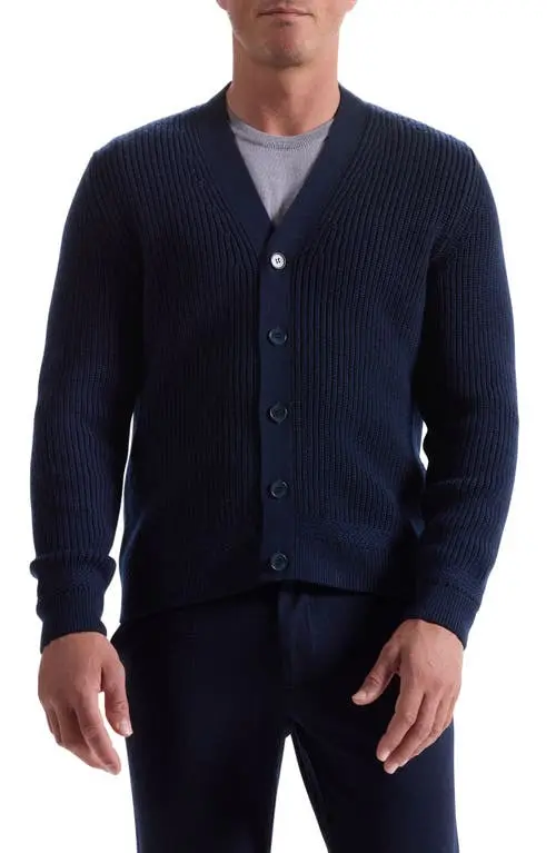 Bugatchi Ribbed Merino Wool V-neck Cardigan