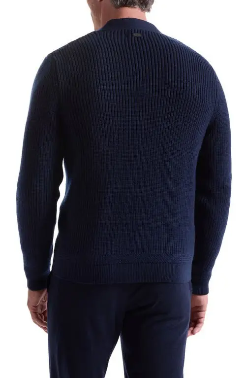 Bugatchi Ribbed Merino Wool V-neck Cardigan