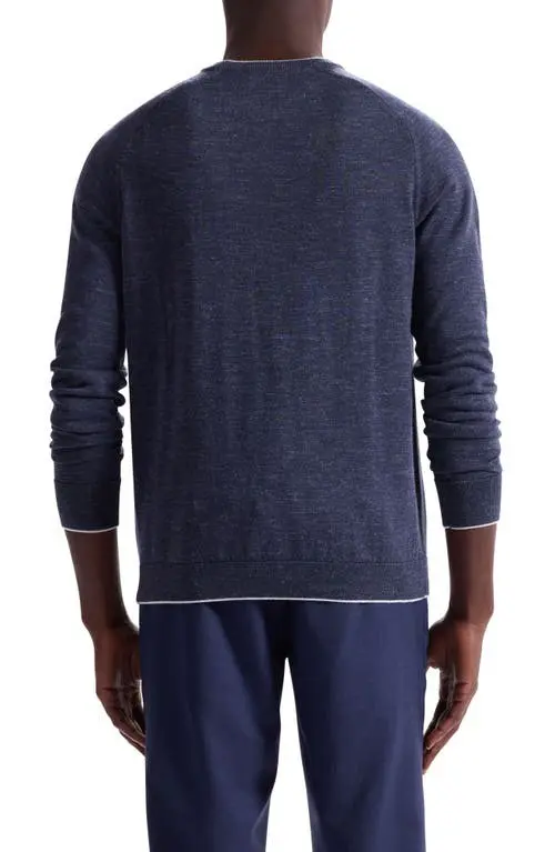 Bugatchi Lightweight Merino Wool-blend Crewneck Sweater - Navy
