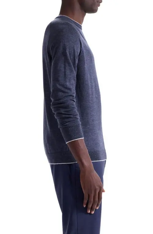 Bugatchi Lightweight Merino Wool-blend Crewneck Sweater - Navy