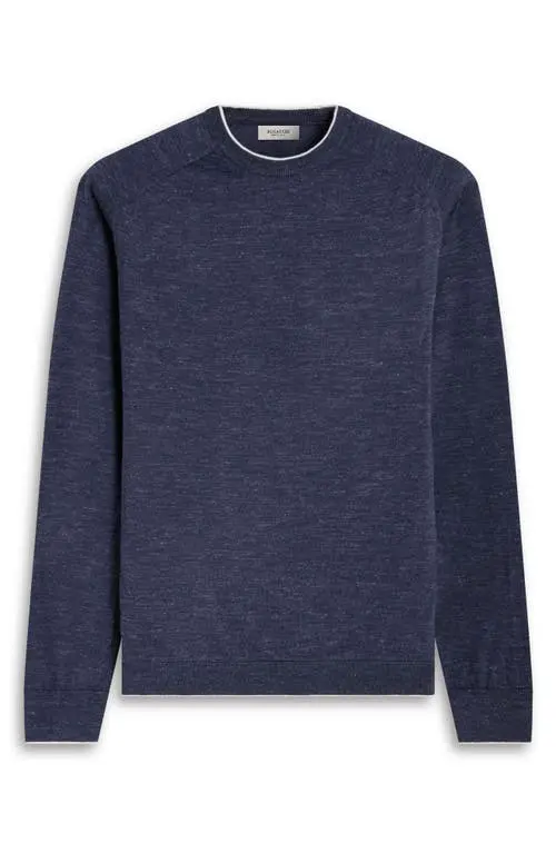 Bugatchi Lightweight Merino Wool-blend Crewneck Sweater - Navy