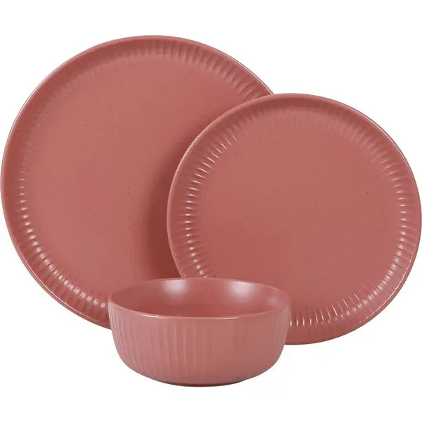 STONE + LAIN Logan Stoneware 12-piece Dinnerware Set - Terracotta
