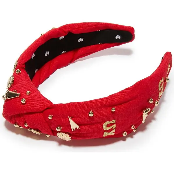 Lele Sadoughi Chi Omega Knotted Headband - Cardinal Red 600