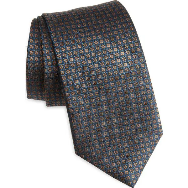 Canali Geometric Silk Tie - Teal