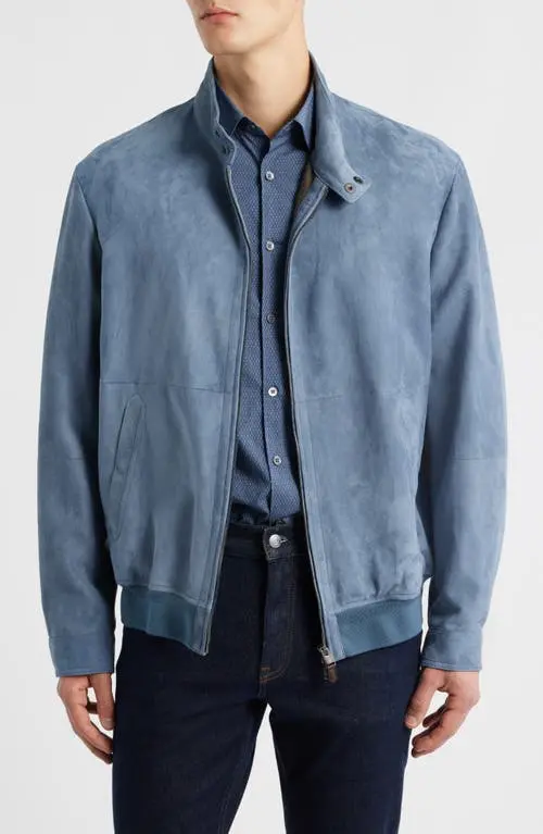 Canali Suede Bomber Jacket - Blue