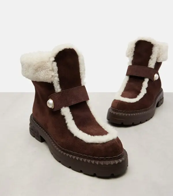 JIMMY CHOO Shea Suede And Shearling Ankle Boots - Brown