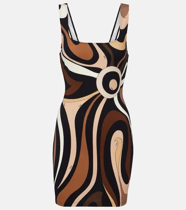 Emilio Pucci Marmo Jersey Mini Dress - Brown