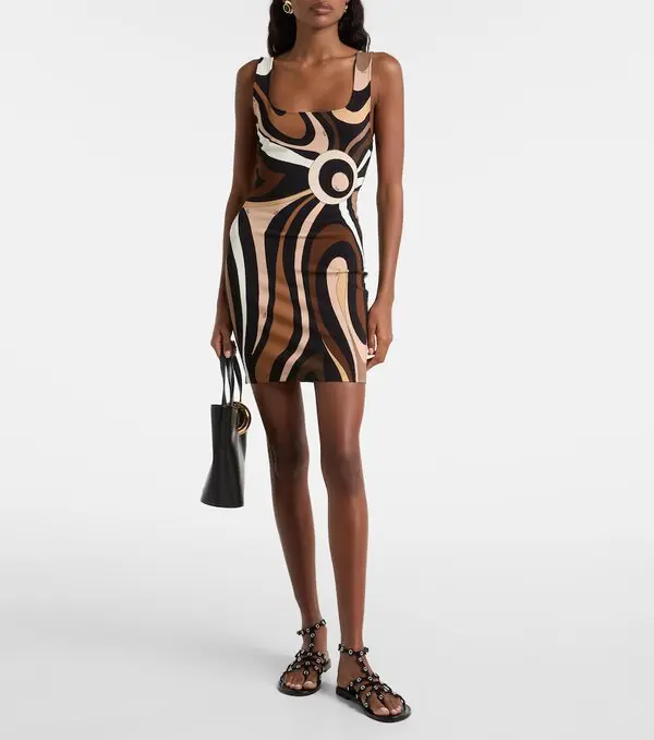 Emilio Pucci Marmo Jersey Mini Dress - Brown