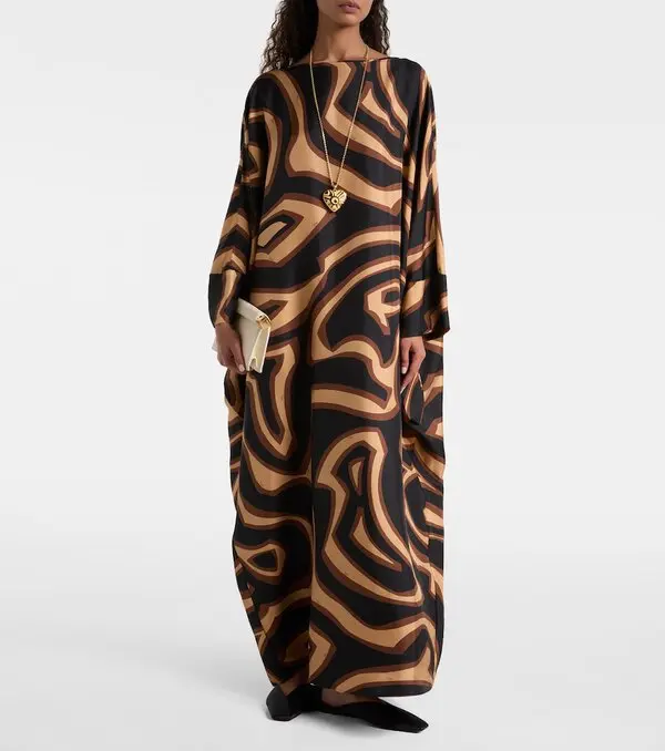 Emilio Pucci Labirinto Silk Satin Kaftan - Brown
