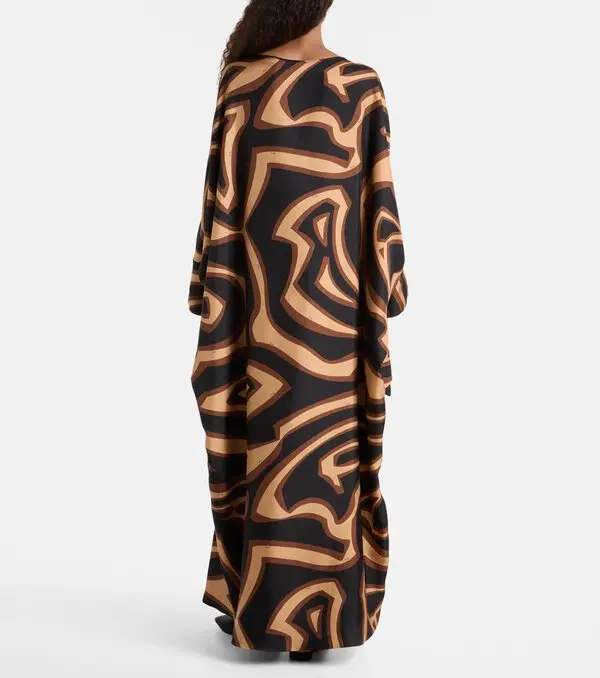 Emilio Pucci Labirinto Silk Satin Kaftan - Brown