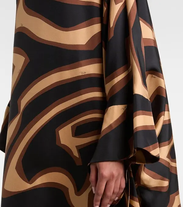 Emilio Pucci Labirinto Silk Satin Kaftan - Brown