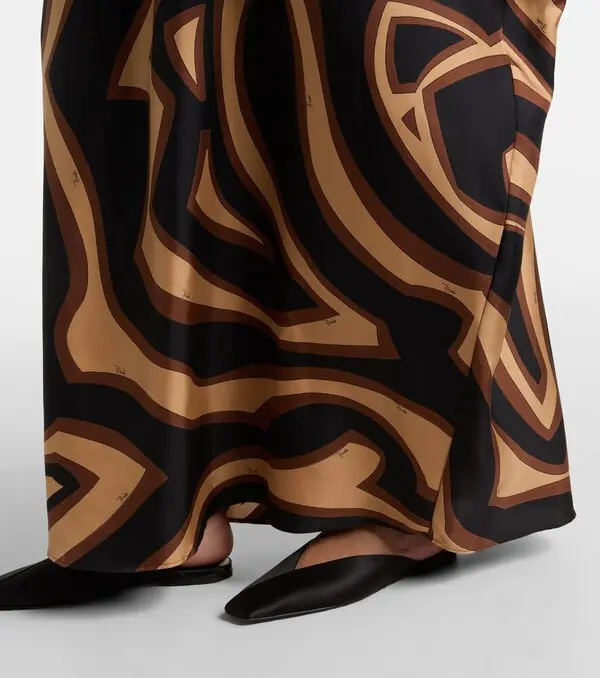 Emilio Pucci Labirinto Silk Satin Kaftan - Brown
