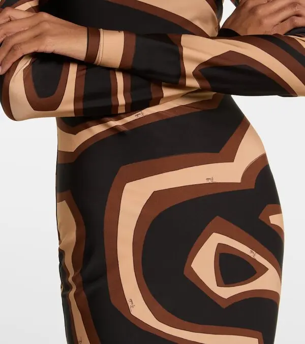 Emilio Pucci Labirinto Jersey Minidress - Brown