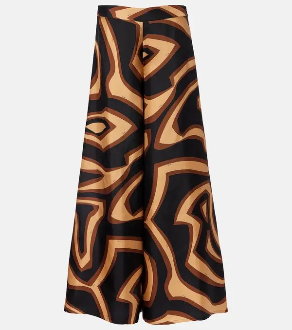 Emilio Pucci Labirinto Silk Satin Wide-leg Pants - Black