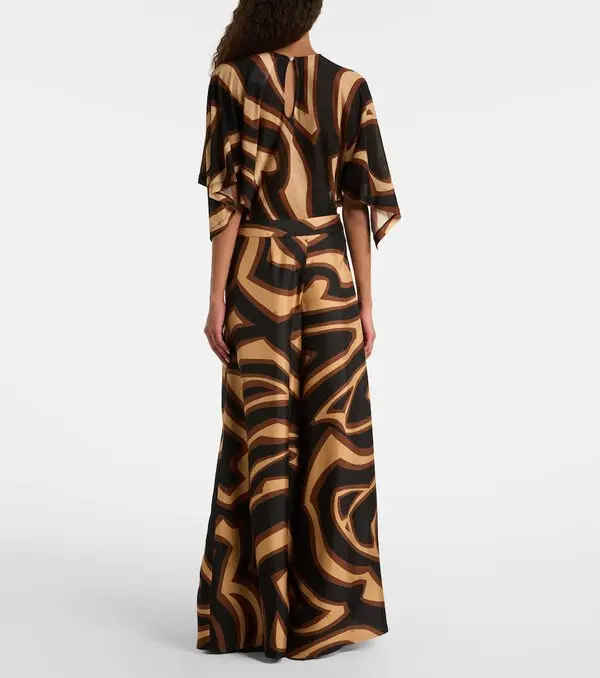 Emilio Pucci Labirinto Silk Satin Wide-leg Pants - Black