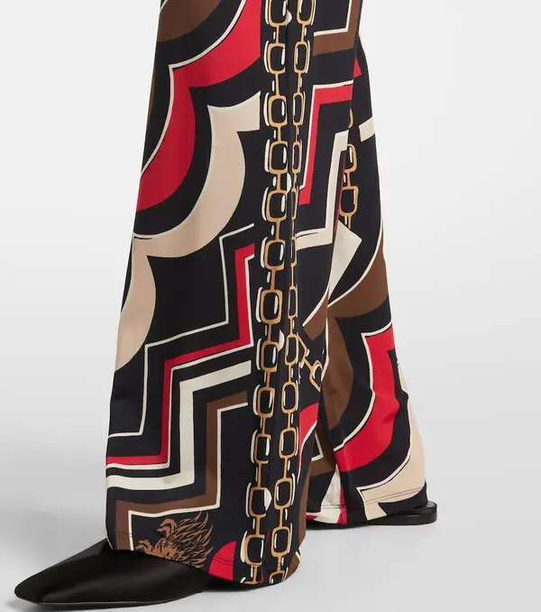 Emilio Pucci Printed Jersey Satin Straight Pants - Multicoloured