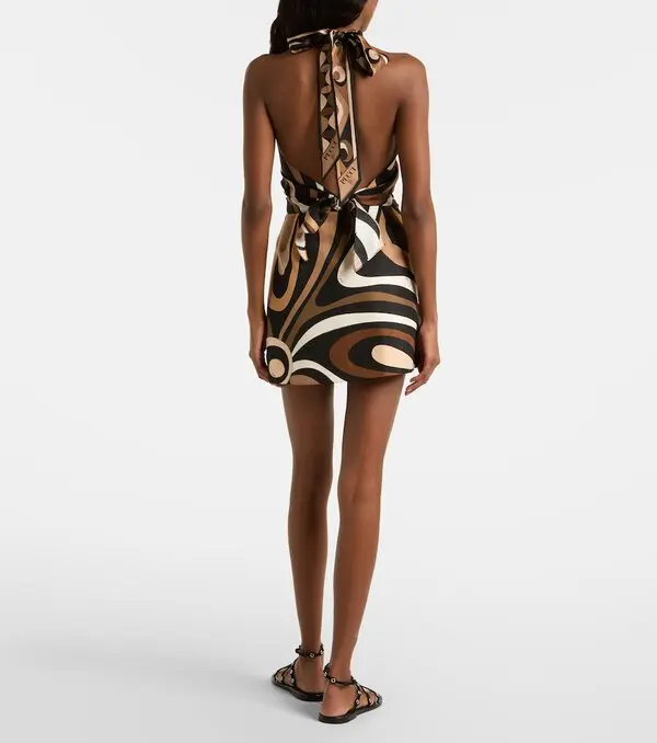 Emilio Pucci Marmo Silk Satin Miniskirt - Black