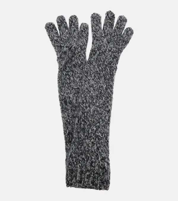 Moncler Embroidered Alpaca-blend Gloves - Grey