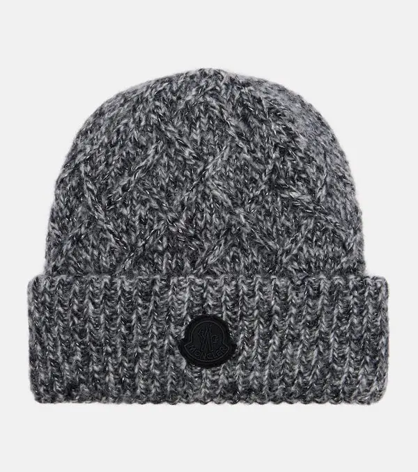 Moncler Embroidered Alpaca-blend Beanie - Grey