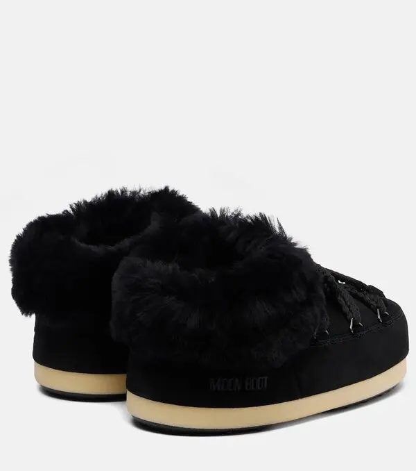 Moon Boot Evx Shearling-trimmed Suede Mules