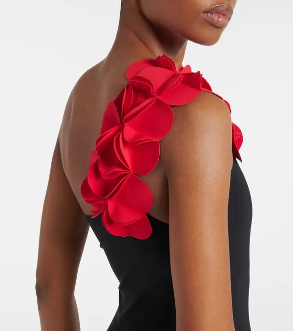 KARLA COLLETTO Tess Floral-appliqué One-shoulder Swimsuit - Black