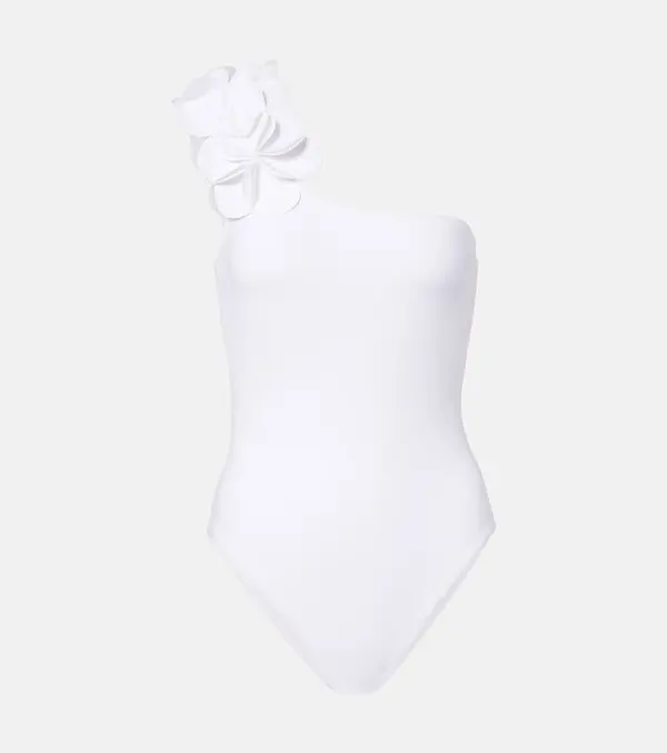 KARLA COLLETTO Tess Floral-appliqué One-shoulder Swimsuit - White