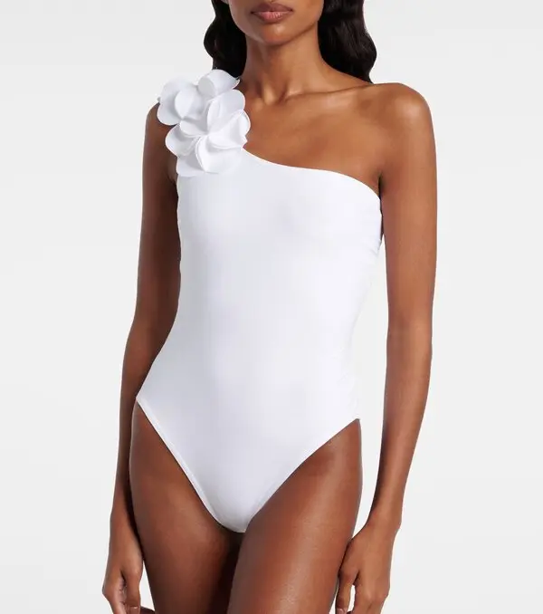 KARLA COLLETTO Tess Floral-appliqué One-shoulder Swimsuit - White