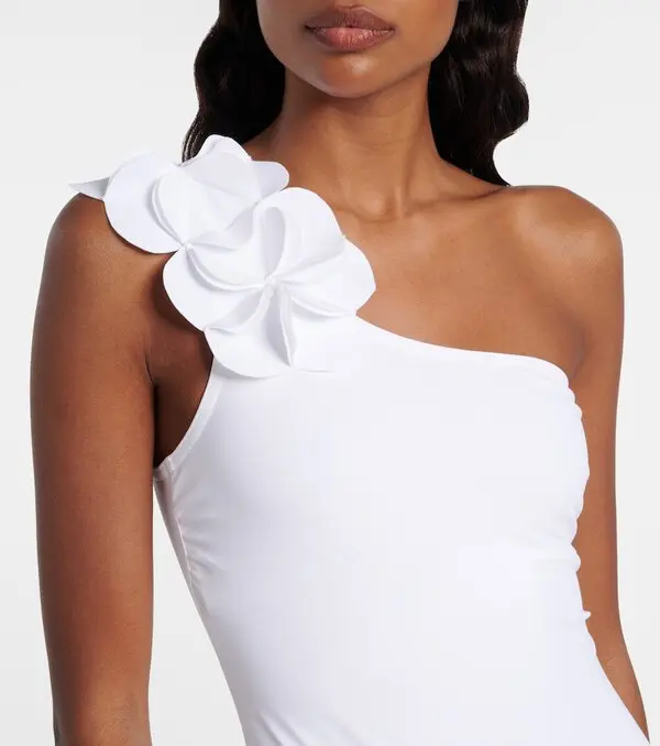 KARLA COLLETTO Tess Floral-appliqué One-shoulder Swimsuit - White