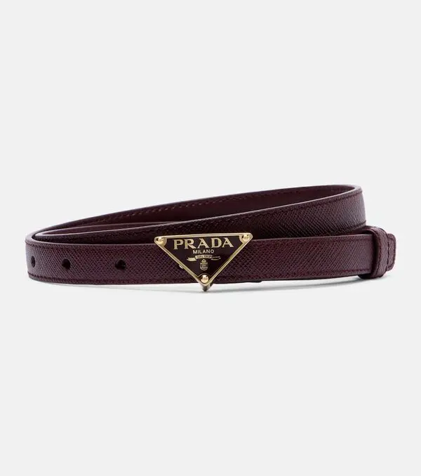 Prada Saffiano Leather Belt - Burgundy