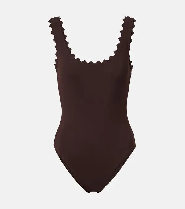 KARLA COLLETTO Scalloped Underwire One-piece Swimsuit - Brown