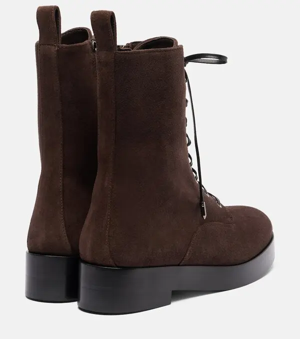 AQUAZZURA Ben Suede Combat Boots - Brown