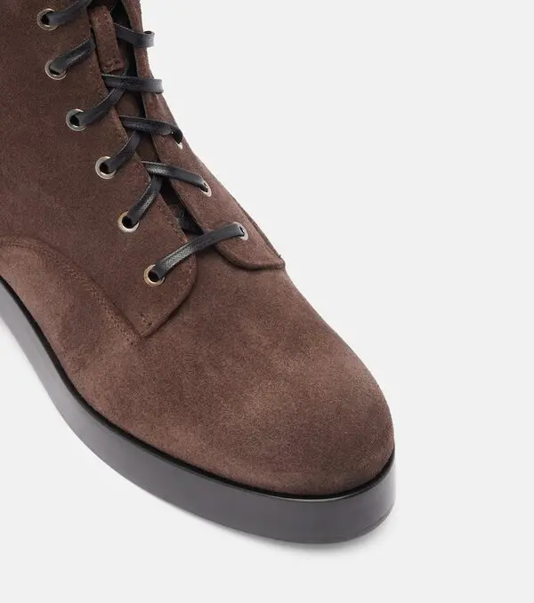 AQUAZZURA Ben Suede Combat Boots - Brown