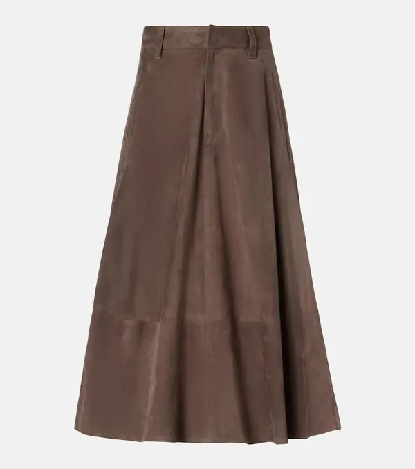 Brunello Cucinelli Suede Midi Skirt