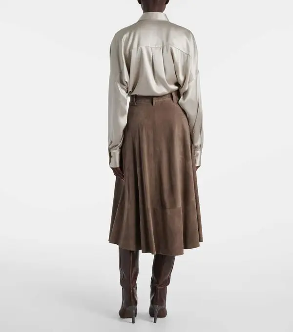 Brunello Cucinelli Suede Midi Skirt