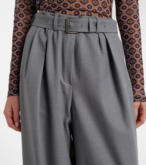 Dries Van Noten Belted Wool-blend Wide-leg Pants