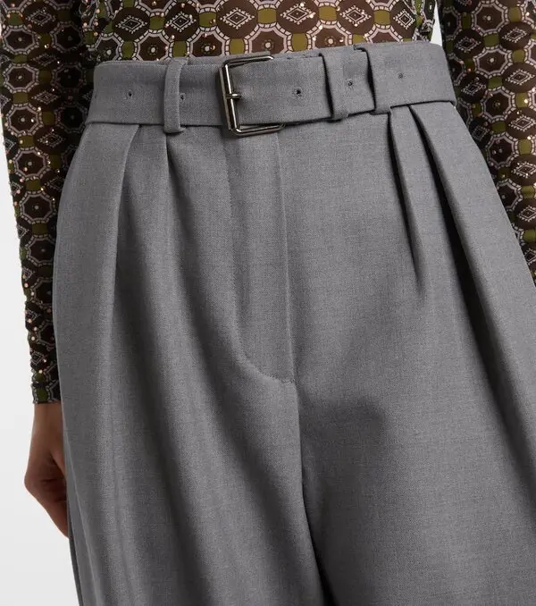 Dries Van Noten Belted Wool-blend Wide-leg Pants