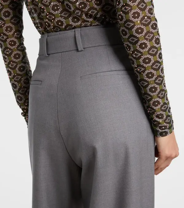 Dries Van Noten Belted Wool-blend Wide-leg Pants