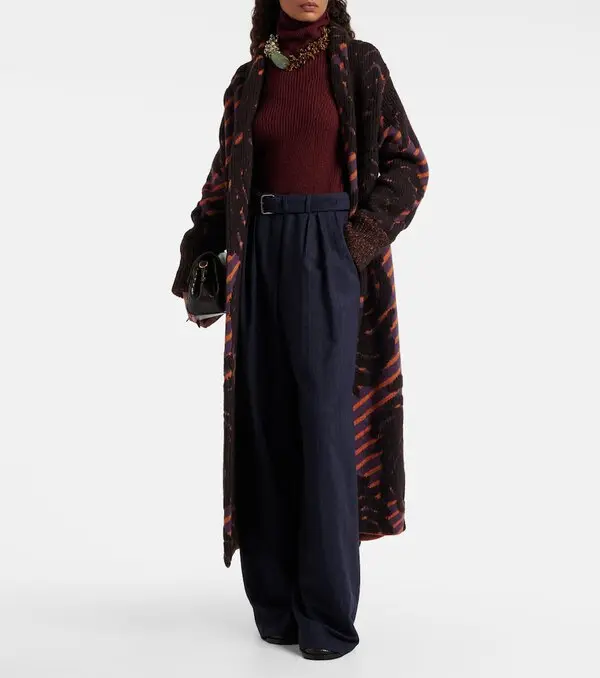Dries Van Noten Belted Wool Wide-leg Pants